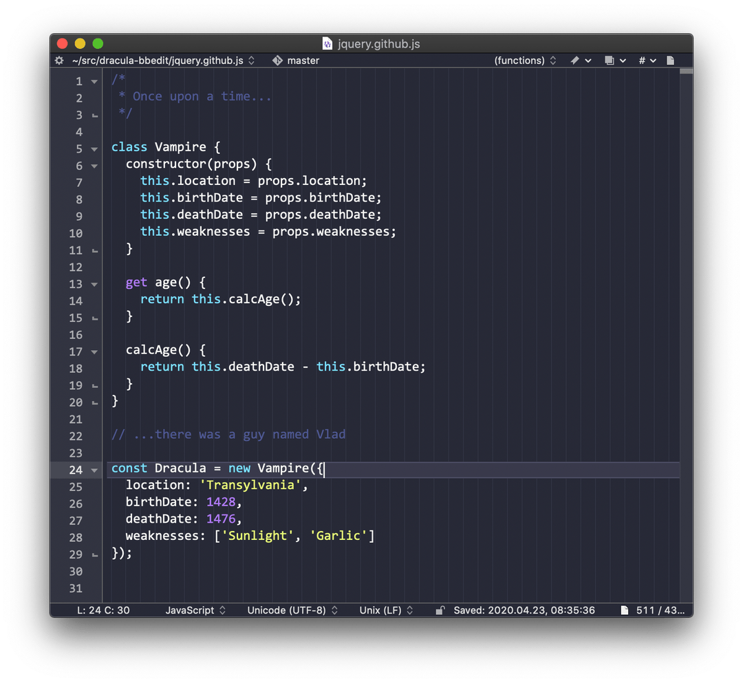 BBEdit - Dracula Theme