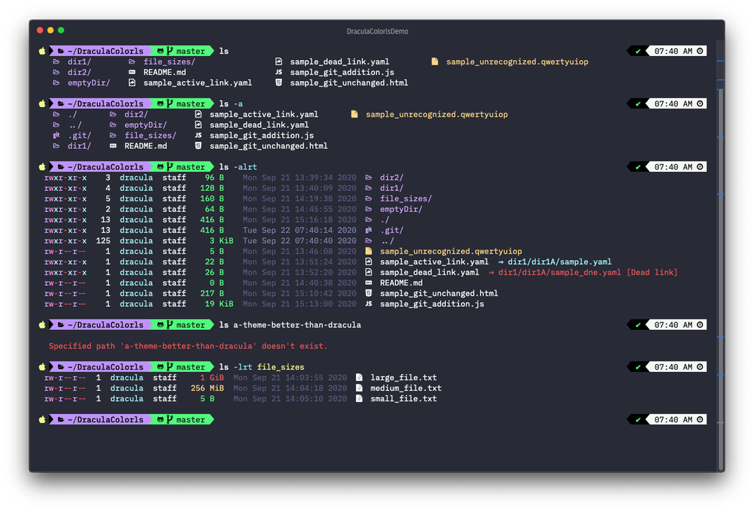 colorls - Dracula Theme
