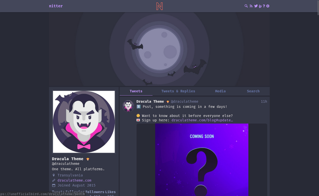 Nitter - Dracula Theme