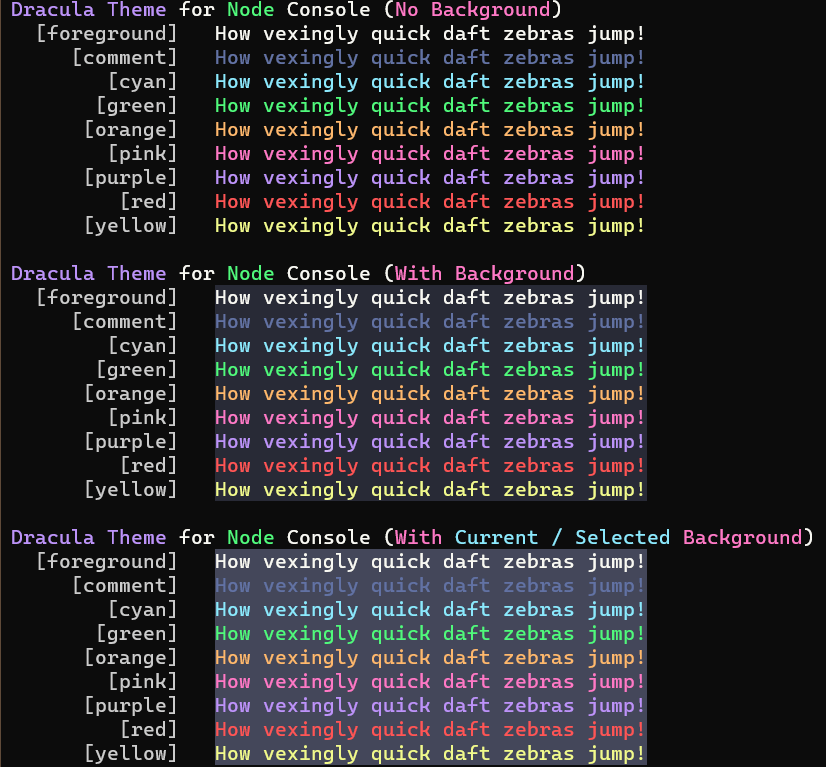 Node Console - Dracula Theme