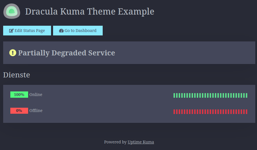 Uptime Kuma • Dracula Theme