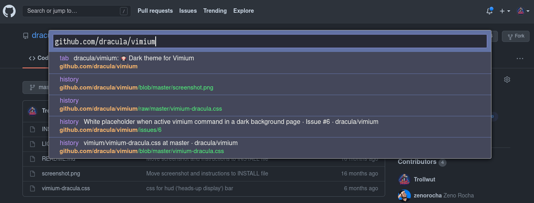 Vimium • Dracula Theme