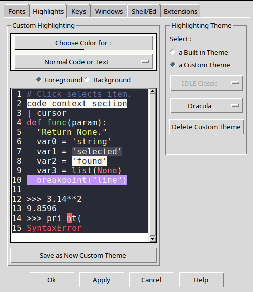 IDLE • Dracula Theme