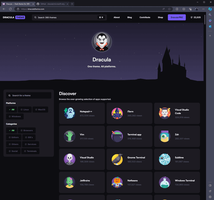 Microsoft Edge • Dracula Theme