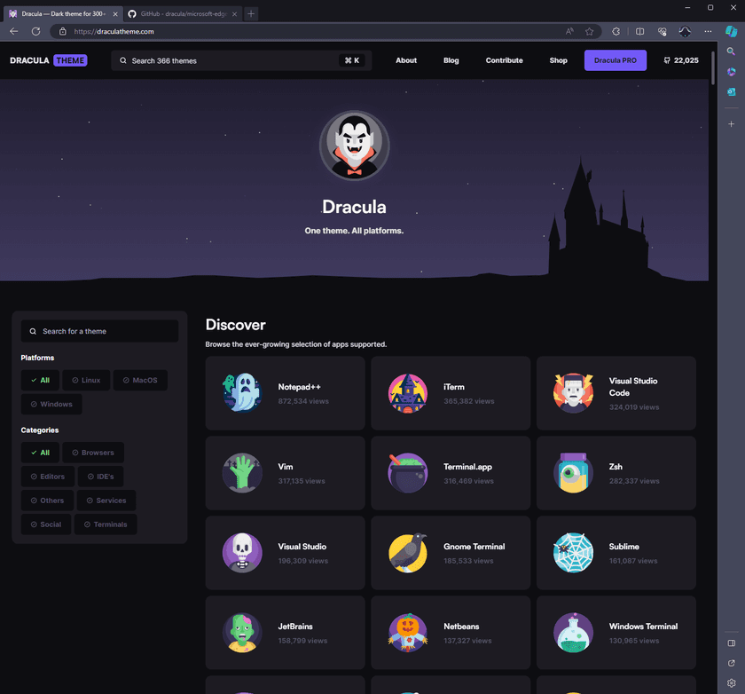 Microsoft Edge • Dracula Theme