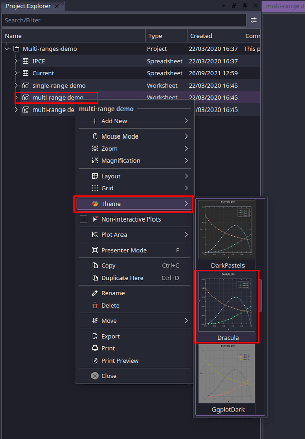 LabPlot • Dracula Theme